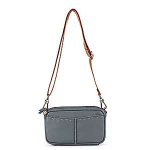 The Sak womens Cora Leather Crossbody, Dusty Blue, One Size US