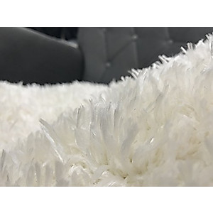 Sweet Home Flokati Collection Shag Abstract Area Rug, 2' x 3'3", Ivory