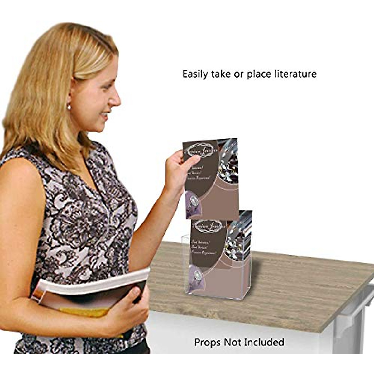 Marketing Holders 5.5" Brochure Holder Wall Mount or Countertop with Hardware Menu Pamphlets Holder Calling Cards Literature Certificate Gift Display Rack Security for Amusement Parks