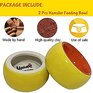 Tfwadmx 2 Pcs Hamster Food Bowl, Small Animals Ceramic Feeding Water Dish for Guinea Pig Rat Hedgehog Rabbit Gerbil Mouse Rodent