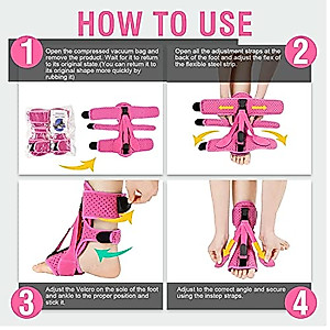 2 Pack Plantar Fasciitis Night Splint, Upgrade 3 Adjustable Straps Plantar Fasciitis Relief Night Splint for Women & Men, Relief Brace for Plantar Fasciitis Relief, Achilles Tendonitis and Foot Drop (Black/Blue/Purple/Pink)