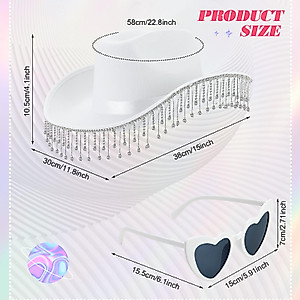 Panitay 14 Pcs Bridal Cowgirl Party Set Bachelorette Feather Cowgirl Cowboy Hat Heart Shaped Sunglasses Fringes Hat Bride Cowboy Hat for Women Wedding Bachelorette Birthday Costume Party Last Disco