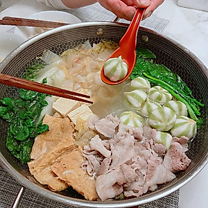 JapanBargain 2397, Set of 3 Soup Spoons Chinese Wonton Spoons Japanese Rice Spoons Asian Pho Spoons, Red and Black Color