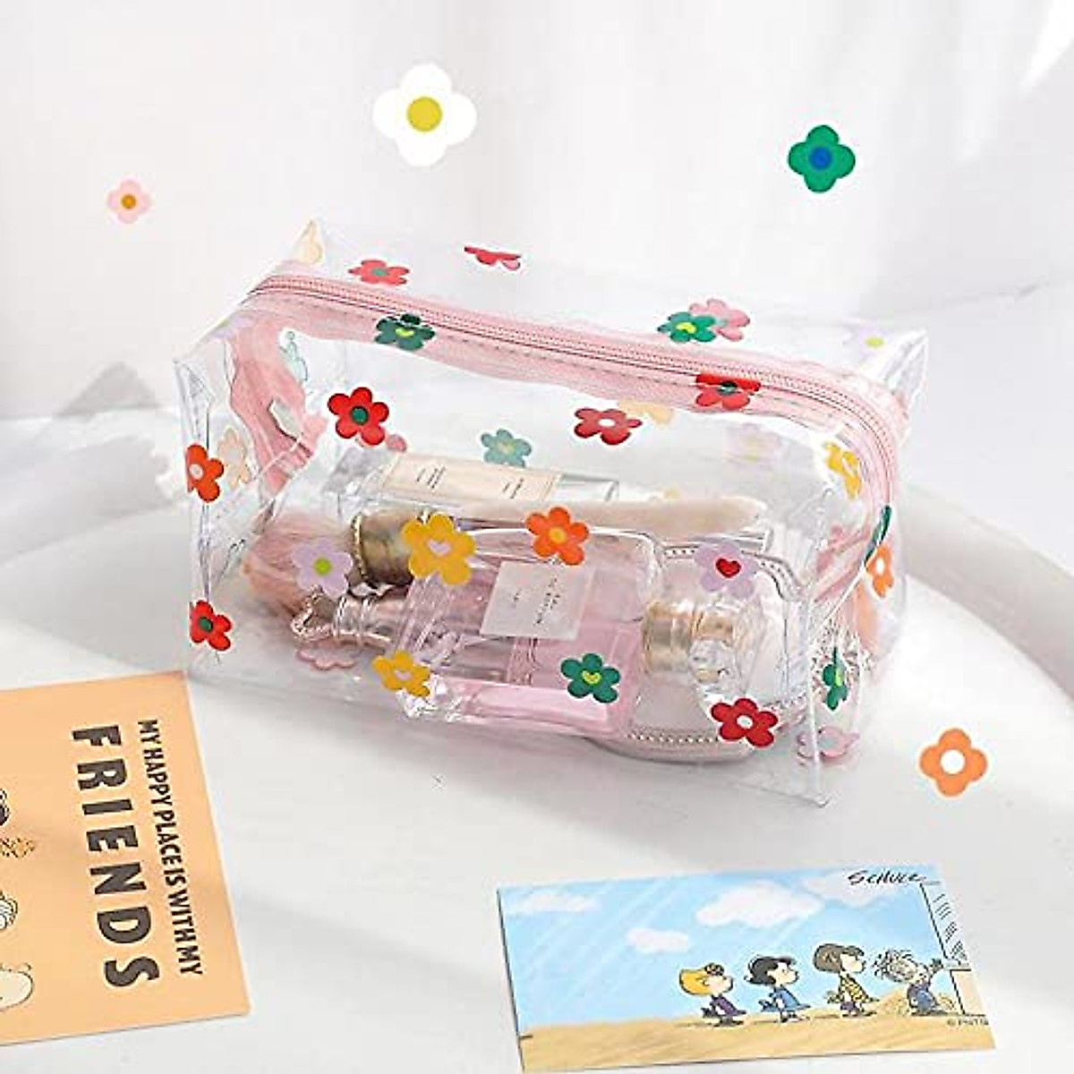 Clear Large Capacity Pencil Cases,Portable Cosmetic Makeup Bag,Fruit Printed Pencil Bag Pouch Stationery Box(red Strawberry)