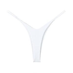 Cotton G String Thongs For Women Sexy Seamless Low Waist Panties High Slit Soft Underwear(XS, White)