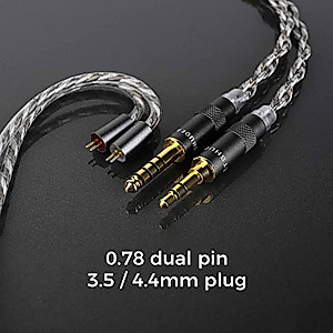 Letshuoer M5 in Ear Earphone Cable of S12 in Ear Monitor Silver-Plated Monocrystalline Copper IEM Cable 0.78mm 2Pin Connector (3.5mm Plug)