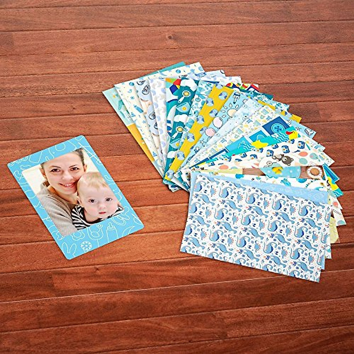 Fujifilm instax Mini Instant Film (20 Exposures) + 20 Sticker Frames for Fuji Instax Prints Baby Boy Themed Package + Cleaning Cloth – Deluxe Accessory Bundle