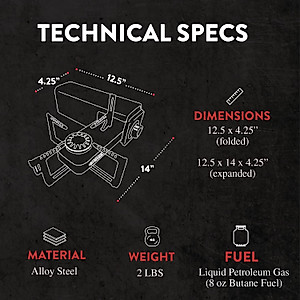 GasOne GS-8300 - Camp Stove Compact Butane Stove with Carrying Case - Foldable Portable Stove