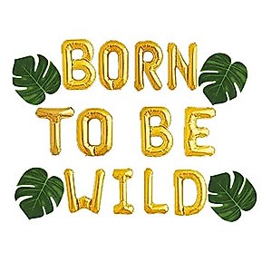 JeVenis Born To Be Wild Balloons Born To Be Wild Birthday Party Decoration Born to be Wild Banner Jungle Baby Shower Safari Baby Shower Decorations