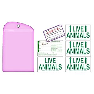 DryFur Live Animal Label Set of 5 stickers w/Pet Passport Pouch PINK