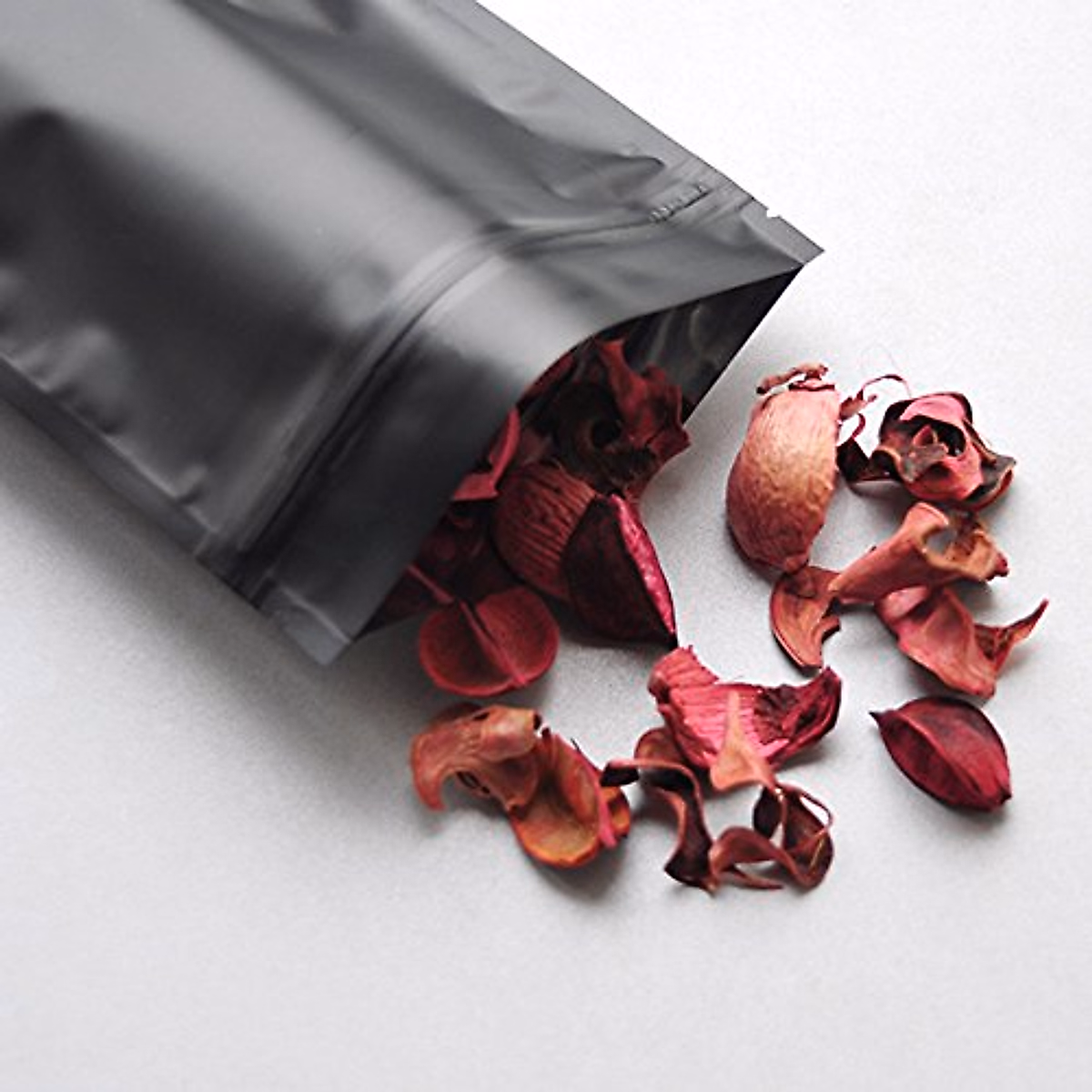 QQ Studio 100 Matte Black Metallic Foil Zip Top Lock Flat Bags Pouches Outer Size 7.5x10cm (3x4)