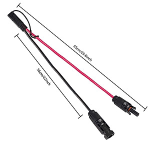 Vemote Solar Panel Connector to SAE Adapter Cable, 30A IP68 Waterproof PV Extension Wire with SAE Polarity Reverse Adapter 10AWG for Rv Caravan Solar Panels Battery Charger