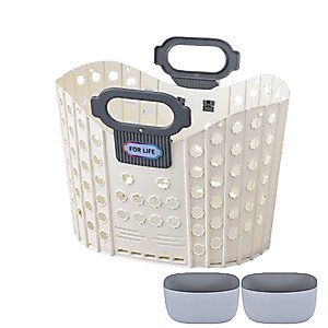 Laundry Baskets,Collapsible Versatile Organize Basket,Wall Hanging Portable Laundry Basket,With 2 Small Storage Boxes,for Family Dormitory,Clothing Toys Storage (White)