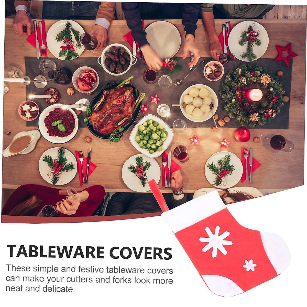 BESTOYARD 6pcs Cutlery Bag Cutlery Set Christmas Cutlery Bags Xmas Party Decoration Dinning Table Decor Red Table Decor Christmas Silverware Fork Spoon Holder Cutters Forks Covers Mini