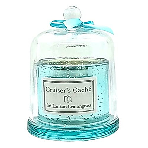 Cruiser’s Caché | Parfumerie Collection | Sri Lankan Lemongrass | Scented Cloche or Dome Candle Jar | 4.2oz | 25hr Burn Time