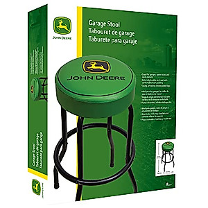 Plasticolor 004792R01 John Deere Logo Garage and Game Room Stool with Matte Green Top and Black Legs