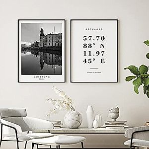Dear Mapper Goteborg Sweden View Abstract Road Modern Map Art Minimalist Painting Black and White Canvas Line Art Print Poster Art Print Poster Home Decor (Set of 3 Unframed) (16x24inch)