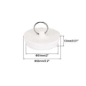 uxcell Rubber Sink Plug, White Drain Stopper Fit 2-3/32" to 2-3/16" Drain with Hanging Ring for Bathtub Kitchen and Bathroom