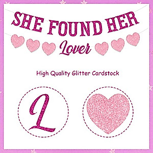 Sursurprise She Found Her Lover Banner Hot Pink Glitter for Bachelorette Party Decorations Bridal Shower Engagement Wedding Supplies