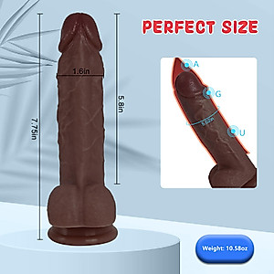 Sex Toys Dildo Realistic Silicone Dildo, Safety Material for Clitoral Vagina and Anal Stimulation with Strong Suction Cups, Sex Adult Toys for Women and Couple 7.8 Inch (Brown)