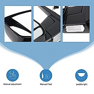ECCPP Towing Mirror Side Mirror Replacement for 2002-2008 For Ford E150 E250 E350 E450 E550 Econoline Van with Dual Mirror Glass - Textured Black - Left Side