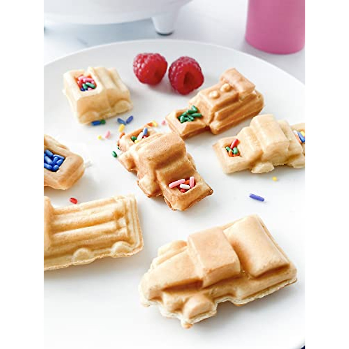 Construction Trucks Mini Waffle Maker- Make 7 Fun Different Vehicle Shaped Pancakes Featuring a Bulldozer Forklift & More- Electric Nonstick Pan Cake Car Waffler Iron, Fun Breakfast for Kids, Adults