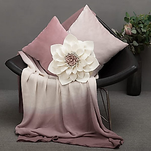 KINGROSE 3D Flower Throw Pillow Decorative Accent Pillow Round Cushion for Sofa Couch Chair Bedroom Home Decor 14 Inches Cream