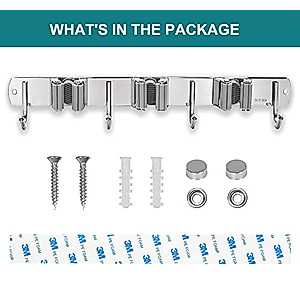 Aikert Mop And Broom Holder Wall Mount - Broom Organizer Wall Mount Heavy Duty Garage Tools Hanger Organize And Storage For Kitchen, Bathroom, Garden, Laundry / 1 Pack Grey