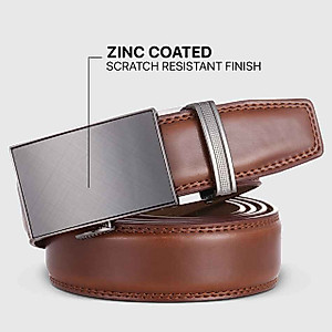 Marino Avenue Ratchet Belts for Men - Adjustable Mens Belts Leather with Automatic Buckle - Enclosed in an Elegant Gift Box - Radiant Ore - Burnt Umber - Adjustable from 28" to 44" Waist