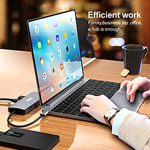 RUBU 8- in-1USB C Hub Multiport Adapter with Ethernet Driverless Compatibility with Mac, Windows, iPhone 15, Chromebook, USB, Thunderbolt, PD Charging, Ethernet, 4K60Hz HDMI, 2X USB, SD/microSD