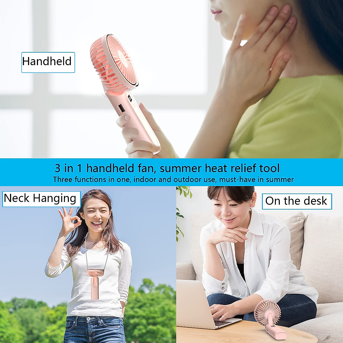 HlpiAMok Aeiniweraabbcc ERXUNG Portable Mini Handheld Fan with 5200mAh Batteray 6 Speed Ajustable Hand Fan, USB Rechargeable Portable Personal Fan, Foldable Small Desk Fan Pefect for Summer Outdoor