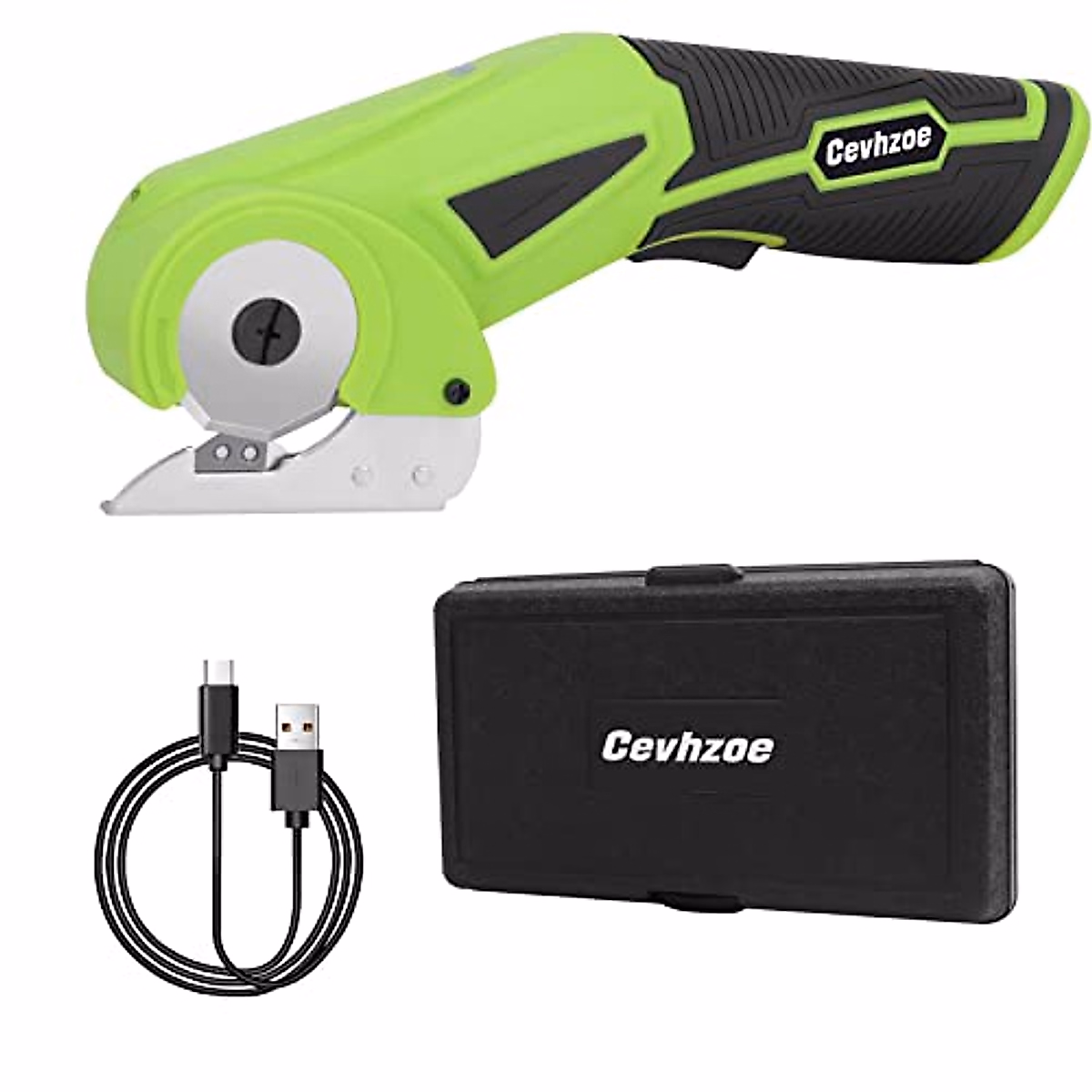 Cevhzoe Cordless Electric Scissors - WX010X 4V ZipSnip Cordless Electric Cutter, Rotary Cutter for Cloth Fabric Leather and Carpet, Multi-Cutting Tools with Storage Box