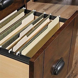 Pemberly Row Home Office L Shaped Desk with Computer Tower Storage in Curado Cherry