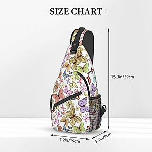 Ohiokwei Butterfly Sling Bag Crossbody Travel Hiking Chest Backpack Shoulder Daypack For Women Men