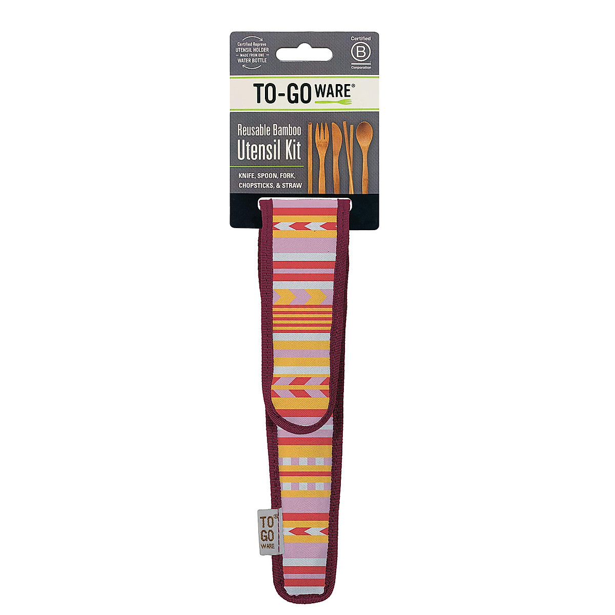 TO GO WARE Premium Reusable Bamboo Utensil Travel Set | Includes Fork, Knife, Spoon, Chopsticks, & Carabiner Clip | Made from Sustainable Materials | Eco-Conscious | Daybreak (Pack of 1)