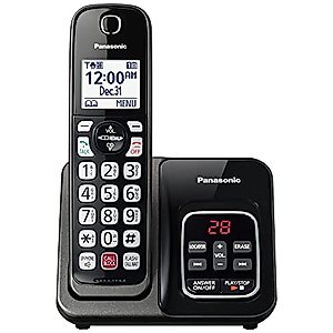 Panasonic Cordless Phone with Call Block and Answering Machine, Expandable System with 1 Handset - KX-TGD830M (Metallic Black)