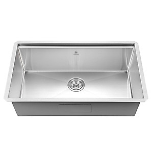 STARSTAR Workstation Ledge Undermount Single Bowl 304 Stainless Steel Kitchen/Yard/Bar/Laundry/Office Sink, With Grid, Wood Hold Colander, Cutting Board, Strainer with Basket (30 x 19 x 10)