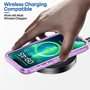 ORIbox for iPhone 13 Pro Max/12 Pro Max Case Purple, [10 FT Military Grade Drop Protection], Transparent Heavy Duty Shockproof Anti-Fall Case for iPhone 13/12 Pro Max,6.7 inch,3 in 1, Crystal Purple