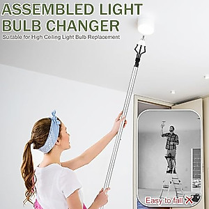 BEWITU Light Bulb Changer for High Ceilings,High Ceiling Light Bulb Changer with Pole,12 FT Light Bulb Changer with Baskets and Suction Cup,Light Bulb Extension Pole Changer