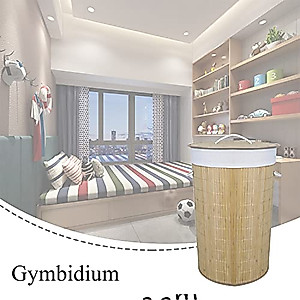 Bamboo Round Clothes Laundry Hamper with Lid 2 Removable Liner Bags,Handwoven Bamboo Laundry Basket with Easy Carry Handles,Large Clothes Basket for Clothes,Bedroom, Toys in Bathroom, Beige