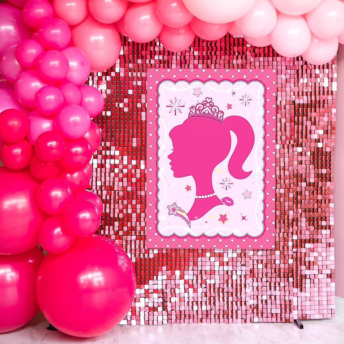 Pink Girls Birthday Decorations Pin The Crown on The Princess Doll Disco Bachelorette Birthday Party Decoration for Pink Girls Doll Theme Party Western Cowgirl Birthday Bridal Shower