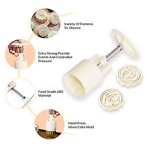 Mooncake Molds 50g with 8 Stamps, Chinese Mid-Autumn Festival Cookie Stamp Set Hand Press Moon Cake Mold DIY Pastry Tool Fondant Cutters Set for Gum Paste, Sugarcraft Candy, Cake Molds for Baking