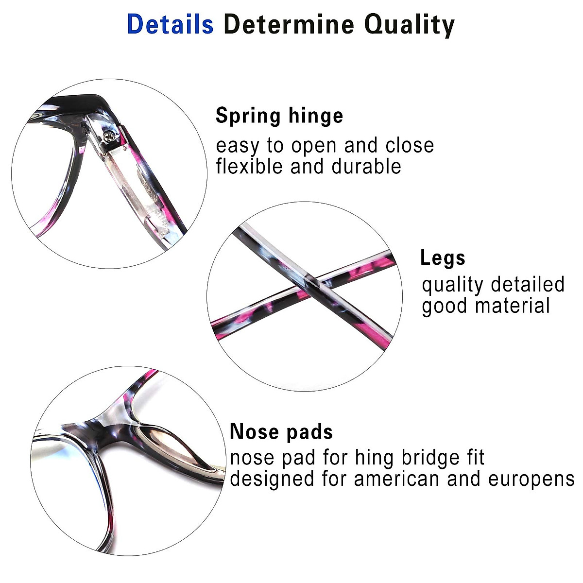 SIGVAN Ladies Reading Glasses Blue Light Blocking Spring Hinge Fashion Pattern Print Eyeglasses for Women (multicolour, 1.75)