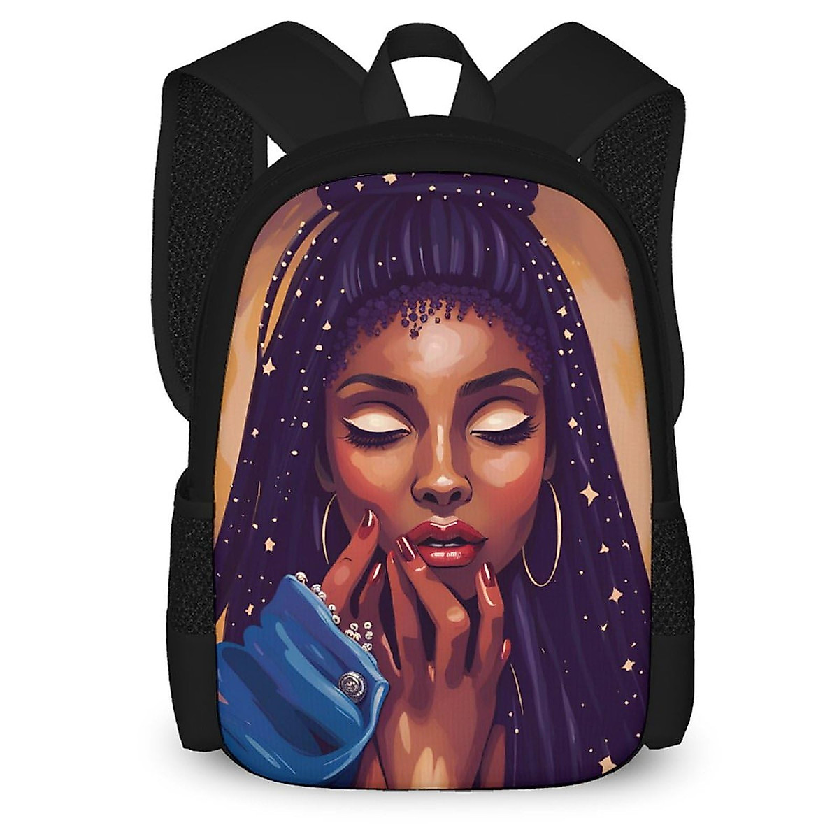 Big Capacity Rucksacks, African American Black Woman Girl Painting Anti-Theft Multipurpose Bookbag with Adjustable Shoulder Straps, School Shoulder Book Bags, Travel Hiking Daypack Laptop Backpack