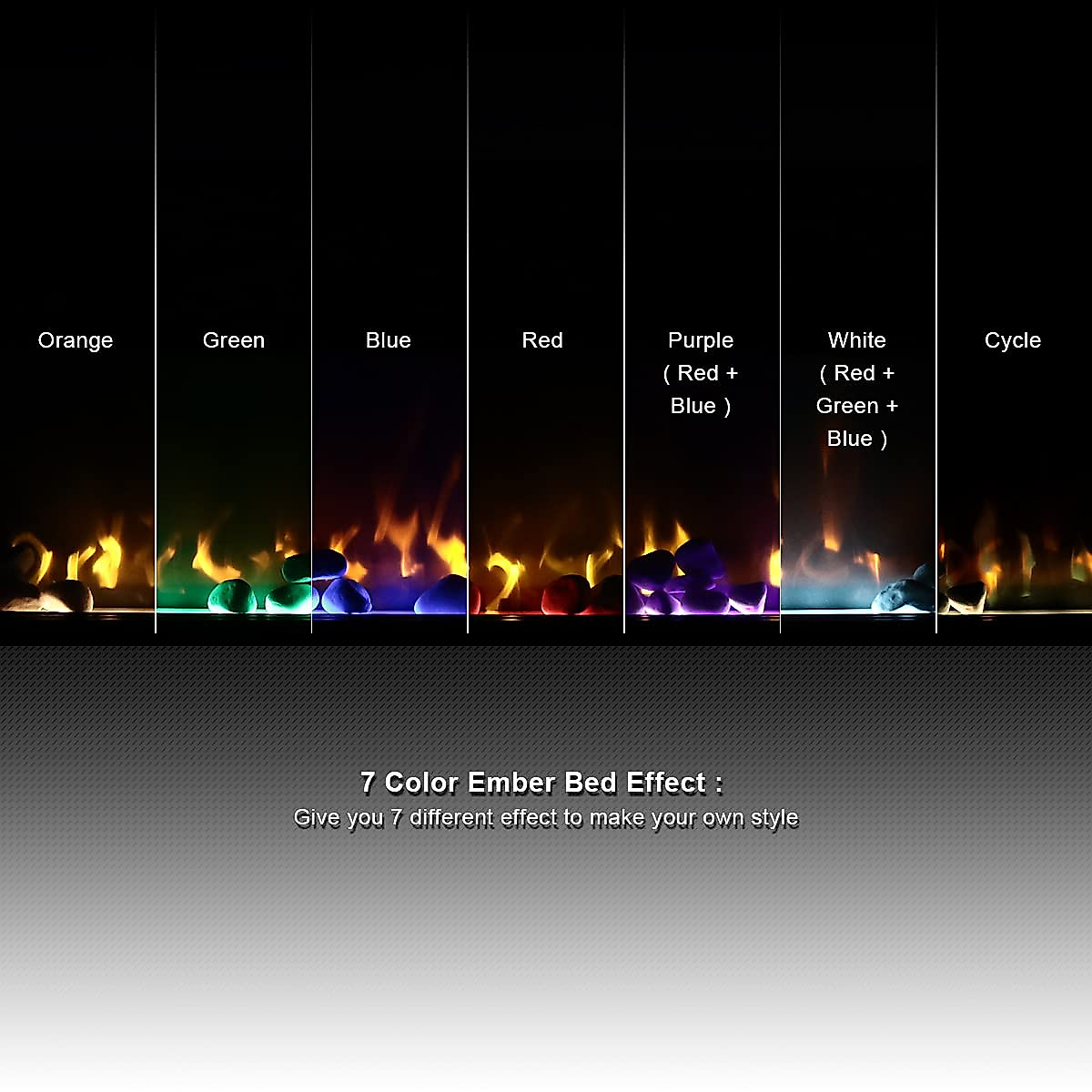 Geniqua 42" Wall/Stand Mounted Electric Fireplace w/Remote Heater LED Multi Flame Timer