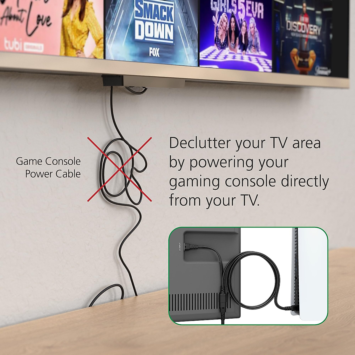 Mission 4FT Y Splitter Power Cable for Xbox and PlayStation (Power Your Console Directly from Your TV)