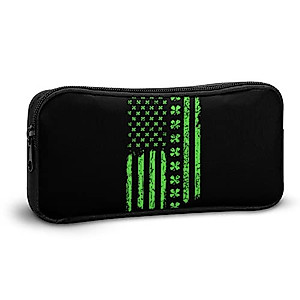 St. Patrick's Day Irish American USA Flag Pencil Case Pencil Pouch Coin Pouch Cosmetic Bag Office Stationery Organizer