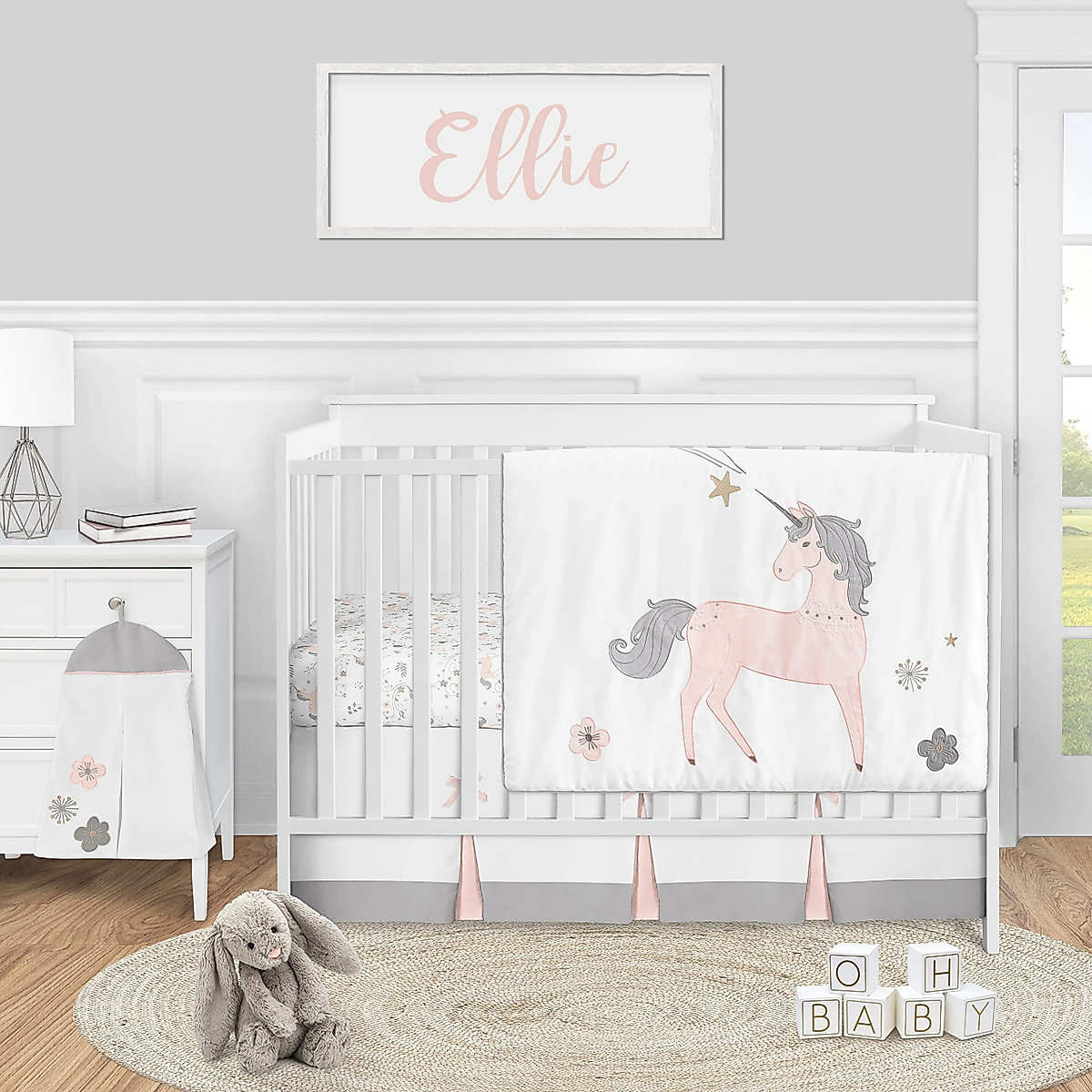 Pink, Grey and Gold Baby Kid Clothes Laundry Hamper for Unicorn Collection by Sweet Jojo Designs