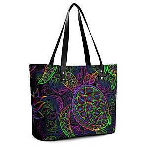 Womens Handbag Sea Turtle Leather Tote Bag Top Handle Satchel Bags For Lady