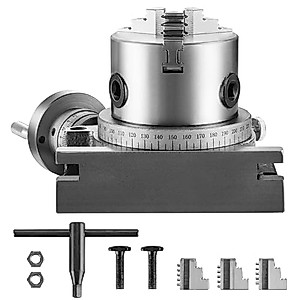 VEVOR Rotary Table for Milling Machines, 4''/ 100 mm, Horizontal Vertical Model Precision Milling Rotary Table, with 3.1''/80 mm 3-Jaw Chuck M10 T-Bolts Nuts, for Milling Engineering Indexing Tools